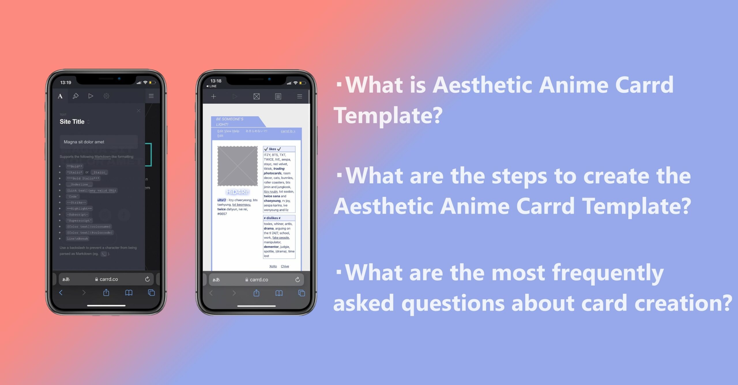  Card Tutorial How To Make An Aesthetic Anime Card Template